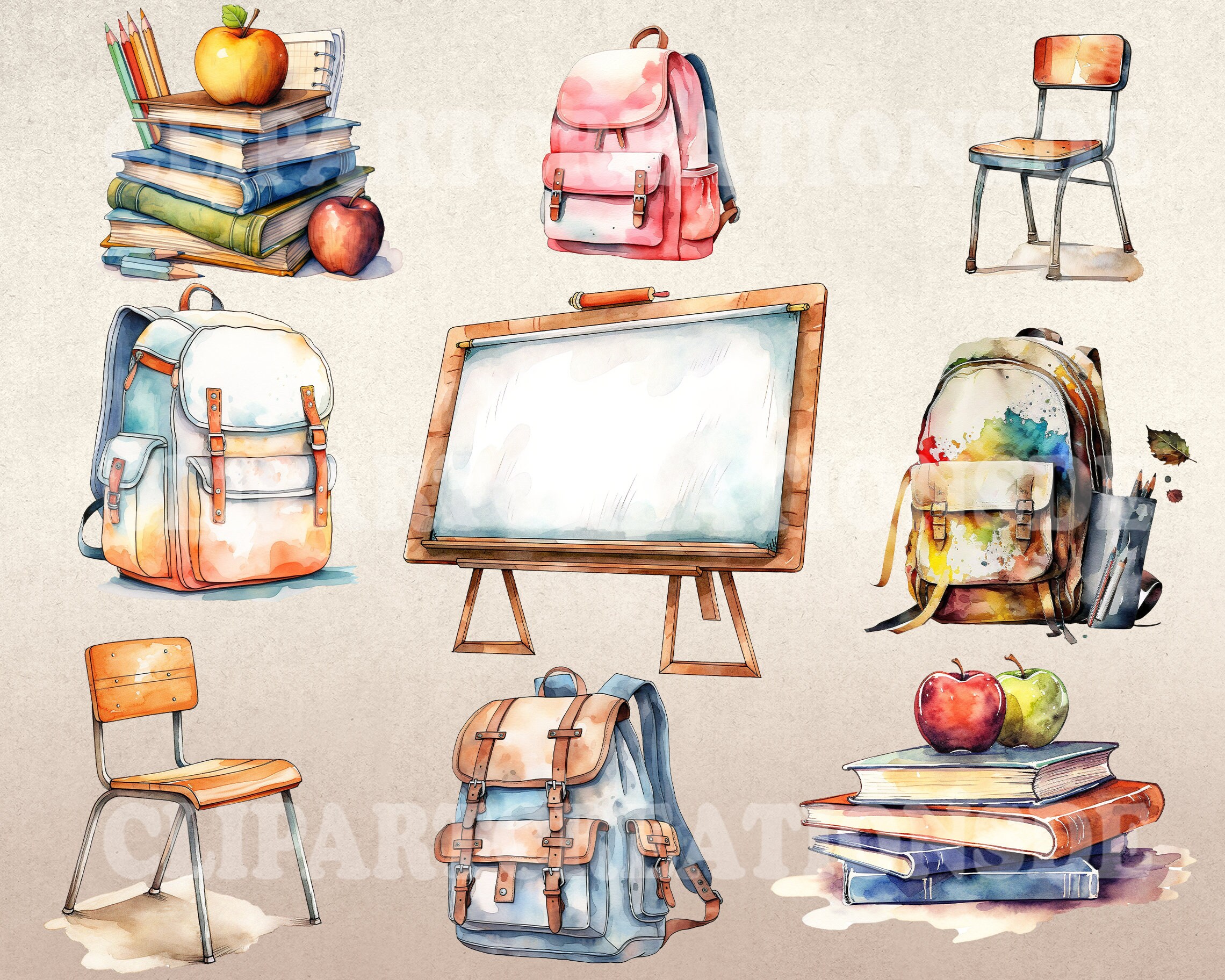 Back to School Clipart Bundle 60 Watercolor Back to School - Etsy