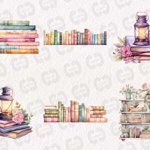 Watercolor Cottagecore Books Clipart, Pastel Book Graphics, Antique ...
