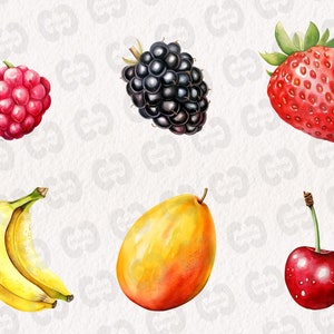 Watercolor Fruits Clipart Bundle, Cute Food Graphics in PNG and SVG ...