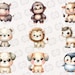 Watercolor Cute Animals Clipart, Cute Animal PNG Bundle, Watercolor ...
