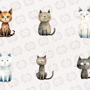 Watercolor Funny Cats Clipart, Cute Cat Graphics in PNG and SVG ...