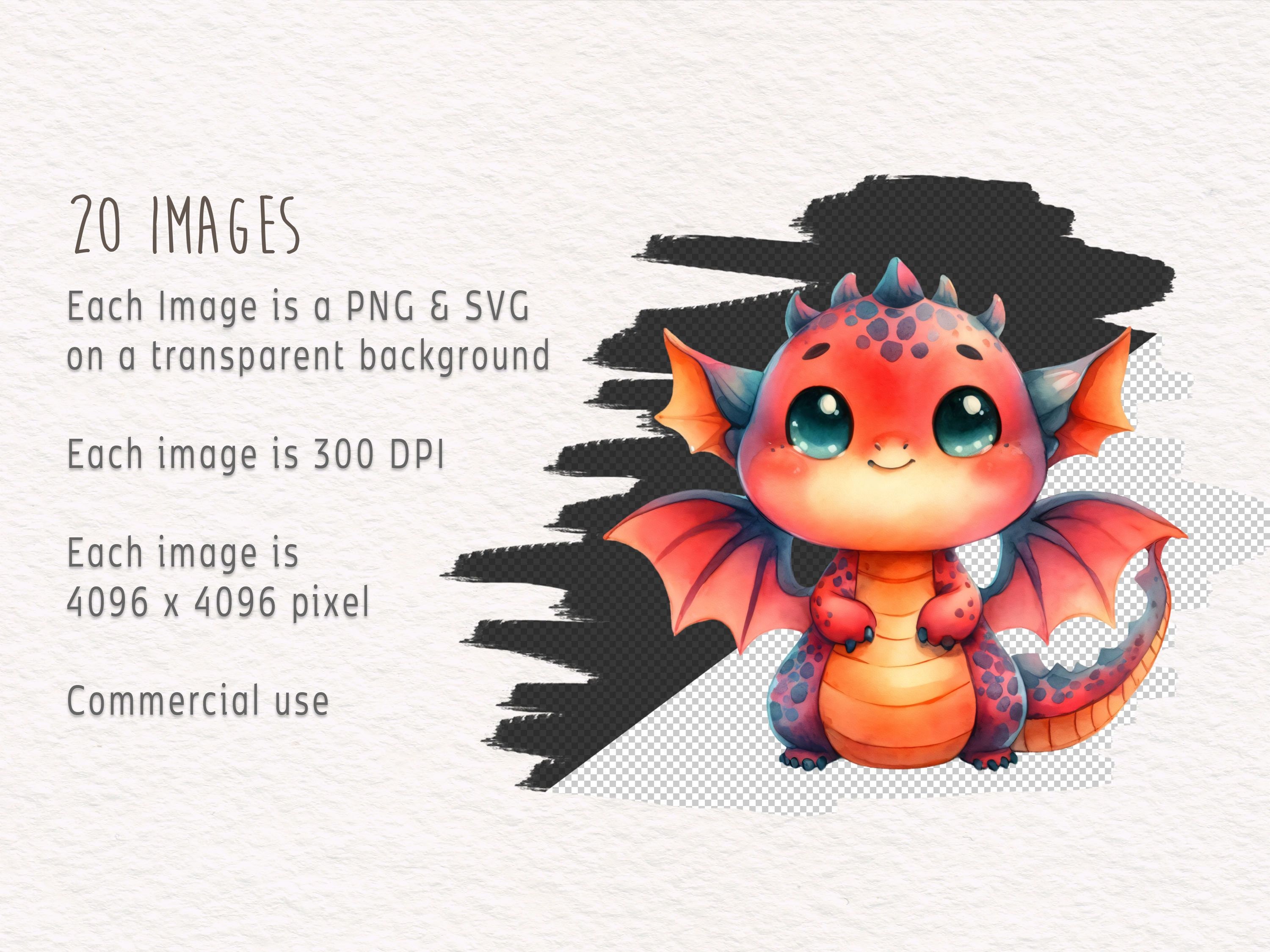 Watercolor Cute Dragons Clipart Baby Dragon Illustrations - Etsy