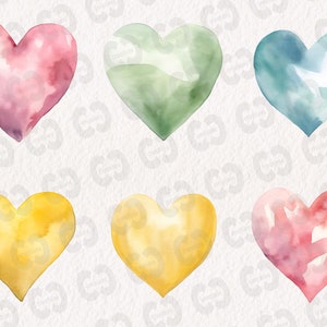 Colorful Watercolor Hearts Clipart Bundle, Valentine Heart Graphics in ...