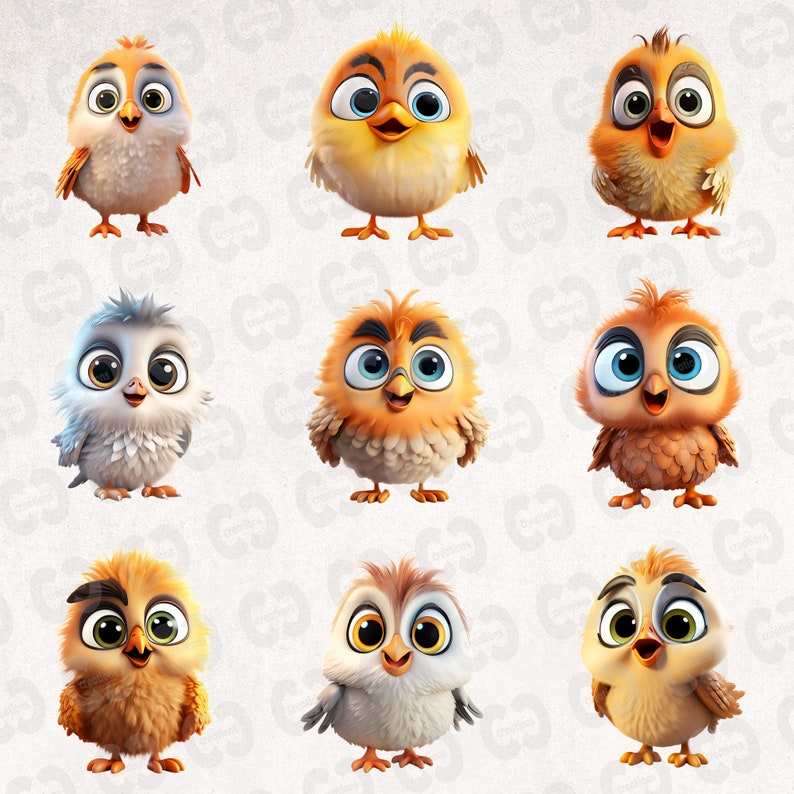 Cute Bird Clipart Bundle, Clip Art Set of 50 High Quality Pngs, Happy ...