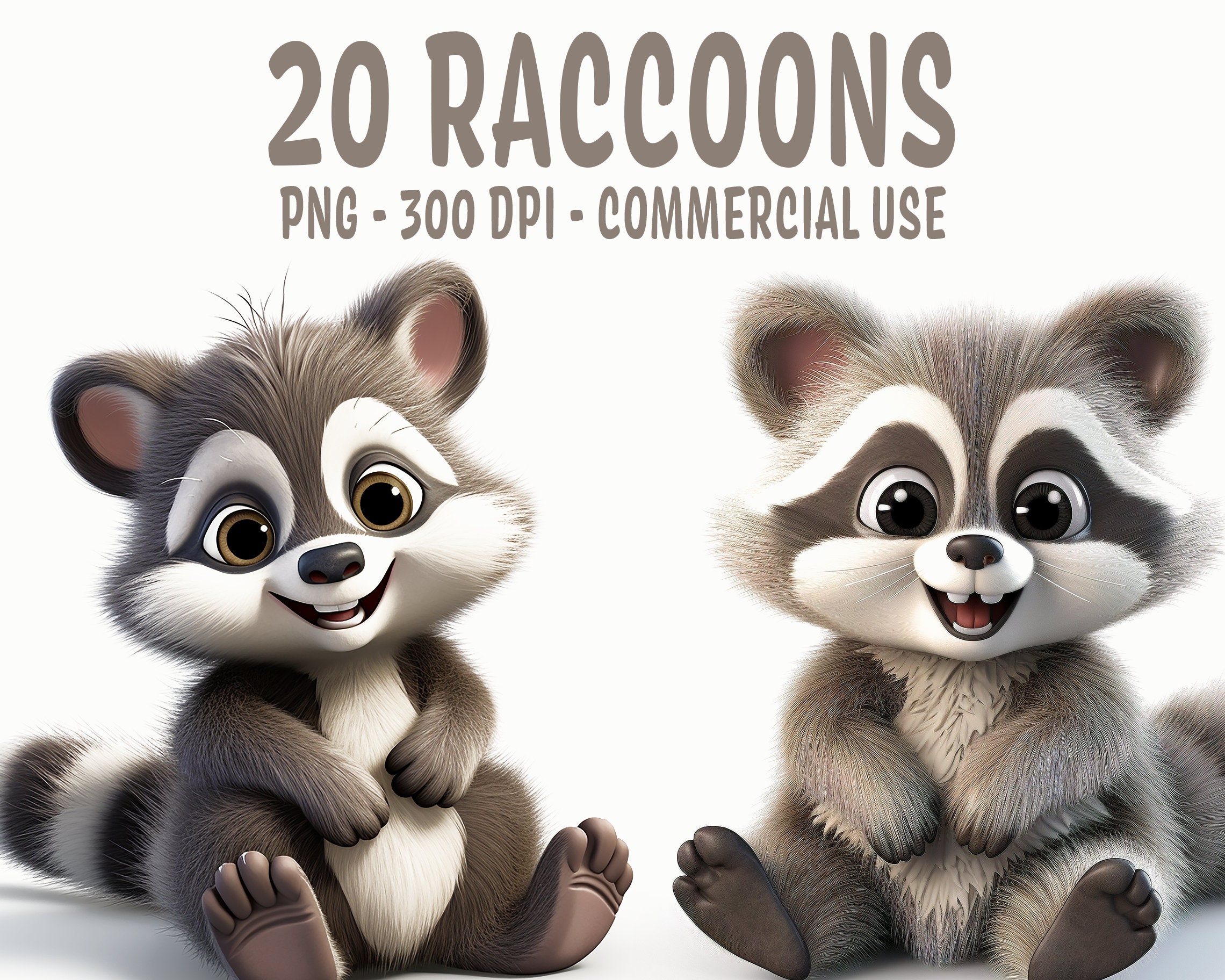 Cute Raccoon Clipart Bundle Clip Art Set of 20 High Quality - Etsy
