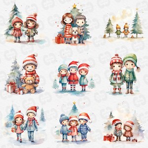 Christmas Cute Kids Clipart Bundle, Watercolor Cute Children ...