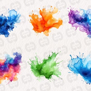 Colorful Watercolor Splash Clipart, Color Splash PNG, Paint Splatter ...