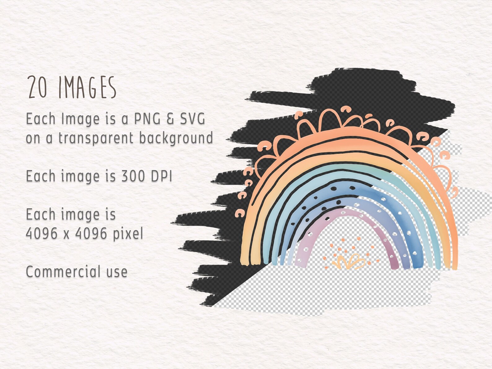 Watercolor Boho Rainbows Clipart Bundle, Pastel Rainbow SVG, Cute Boho ...