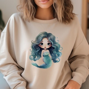 Cute Mermaid Clipart Bundle, Watercolor Mermaid PNG, Mermaid SVG ...