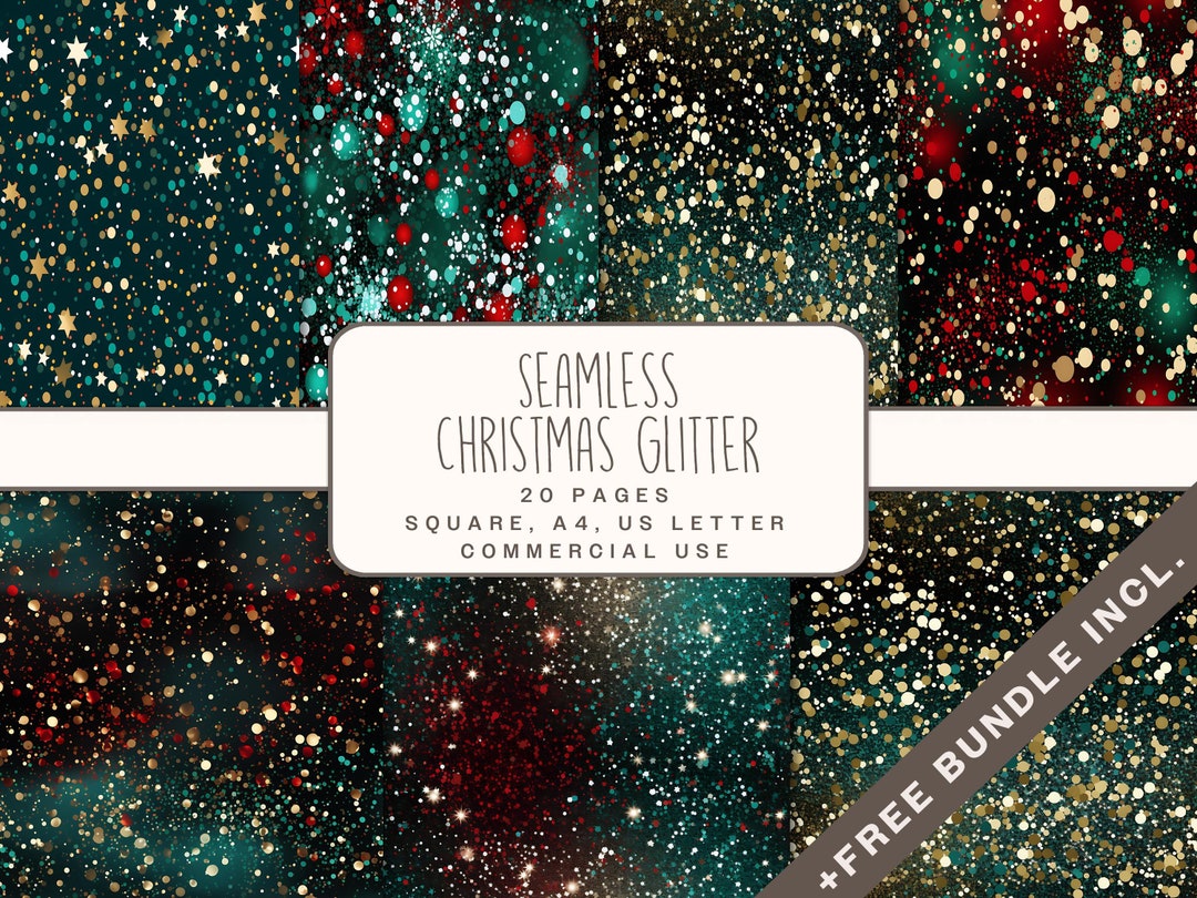 Seamless Christmas Glitter Digital Paper, Sparkle Backgrounds, Dark ...