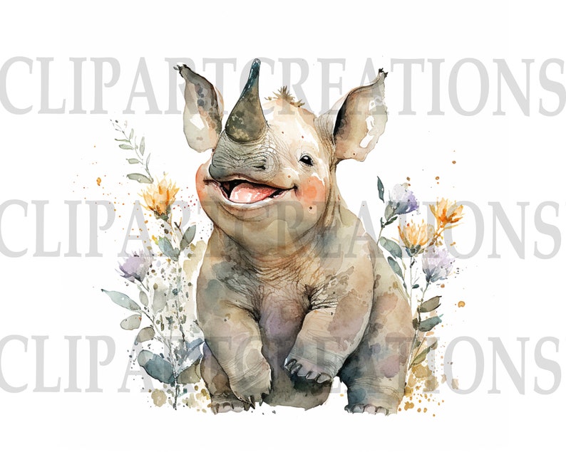 13 Safari Baby Animals Watercolor Clipart, Pngs, Paper Crafts, Cute ...