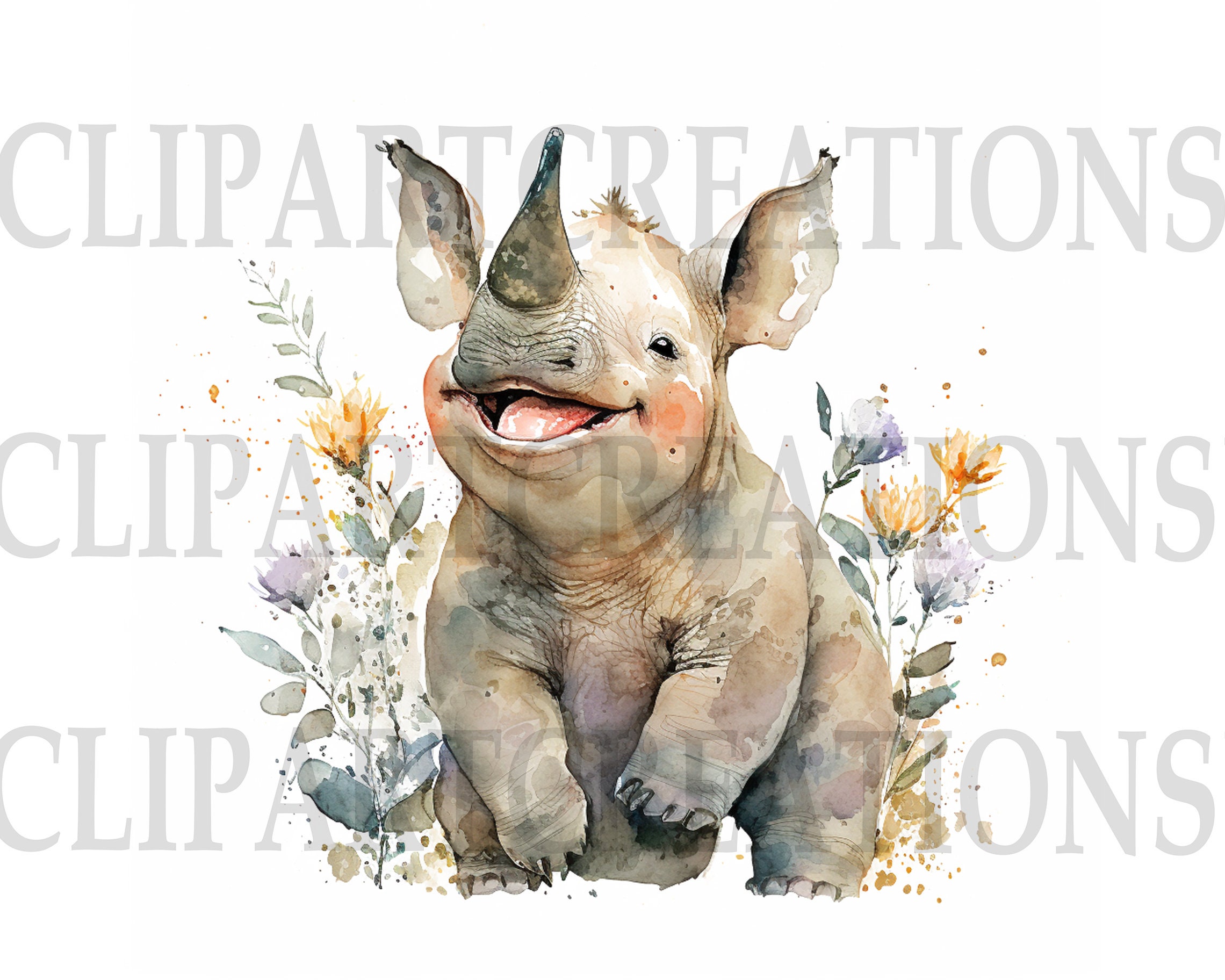 13 Safari Baby Animals Watercolor Clipart Pngs Paper Crafts - Etsy