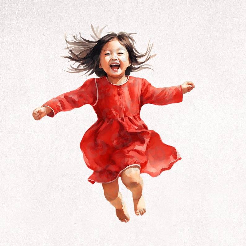 Cartoon Kids Clipart PNG, Cute Children Jumping With Joy, Happy ...