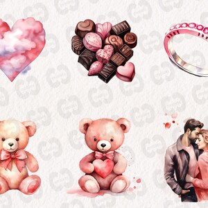Watercolor Valentines Day Clipart Bundle, Romantic Love Graphics for ...