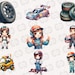 Watercolor Cute Racing Clipart Bundle, Race Car Graphics in PNG and SVG ...