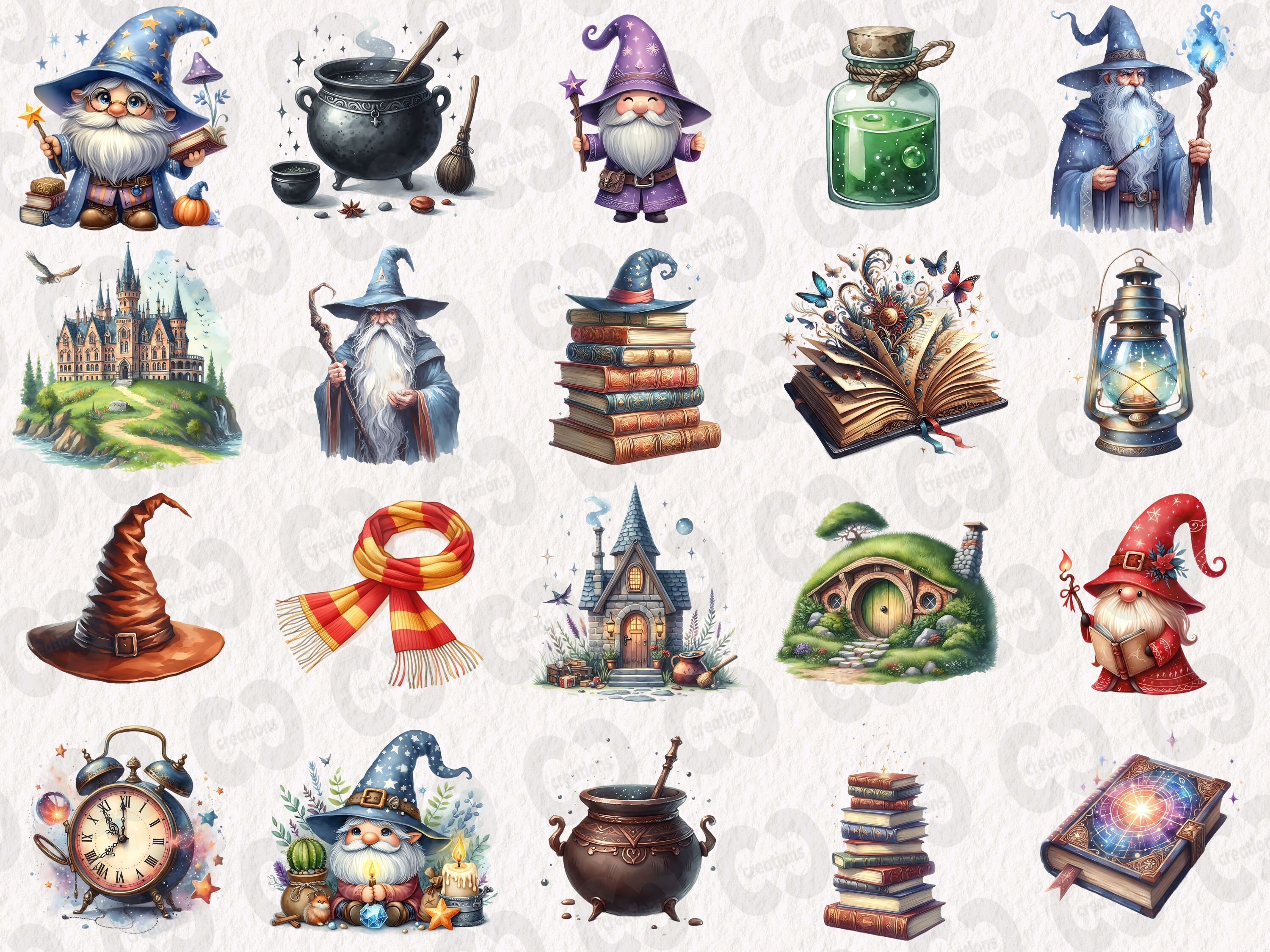 Watercolor Wizard School Clipart, Wizard SVG Academia Graphics, Magic ...