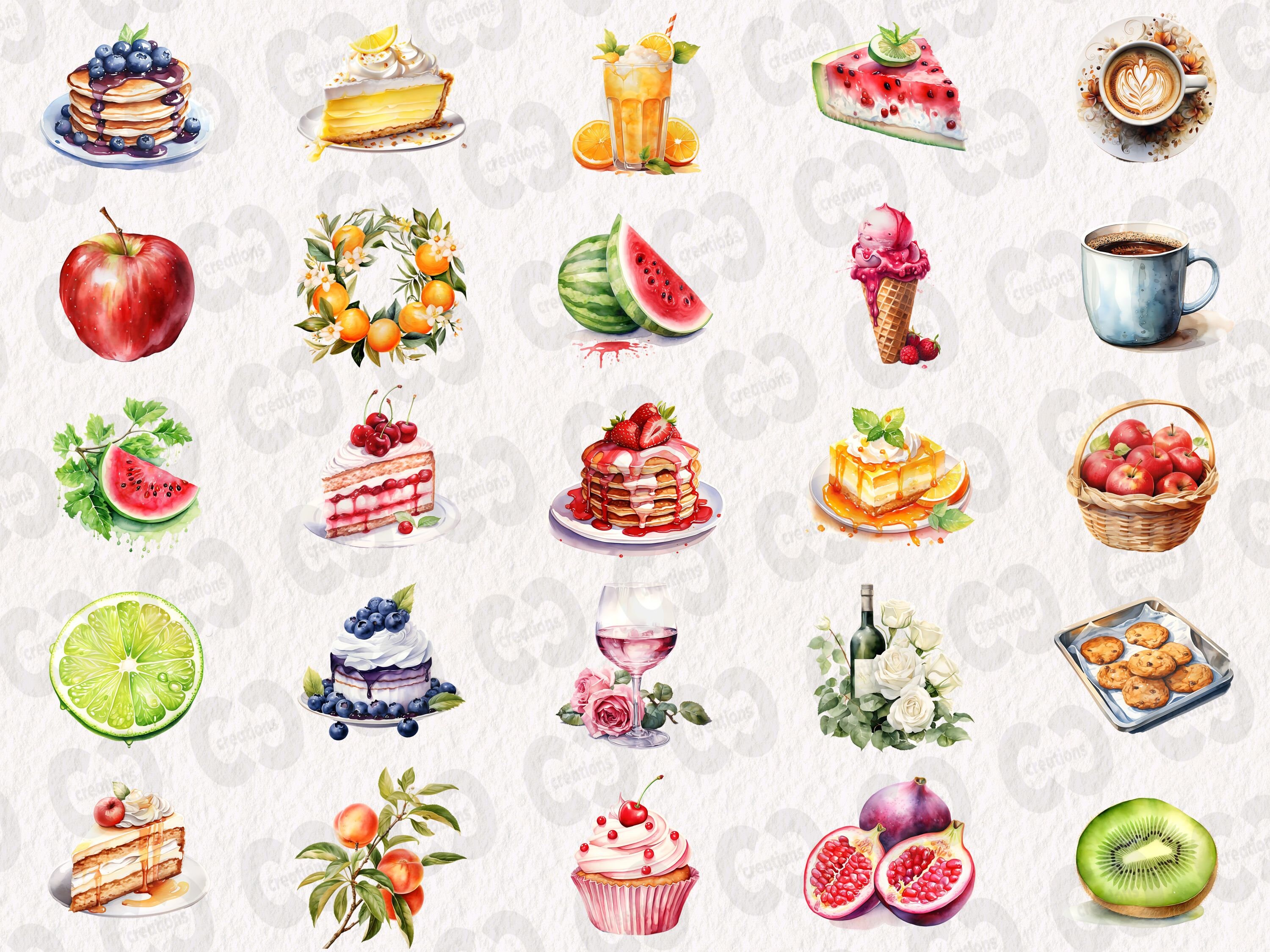 Watercolor Mega Food Clipart Bundle, Fruits and Vegetables Graphics in ...