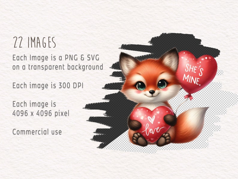 Cute Valentine Animals Clipart, Baby Animals With Heart Balloons, Be My ...