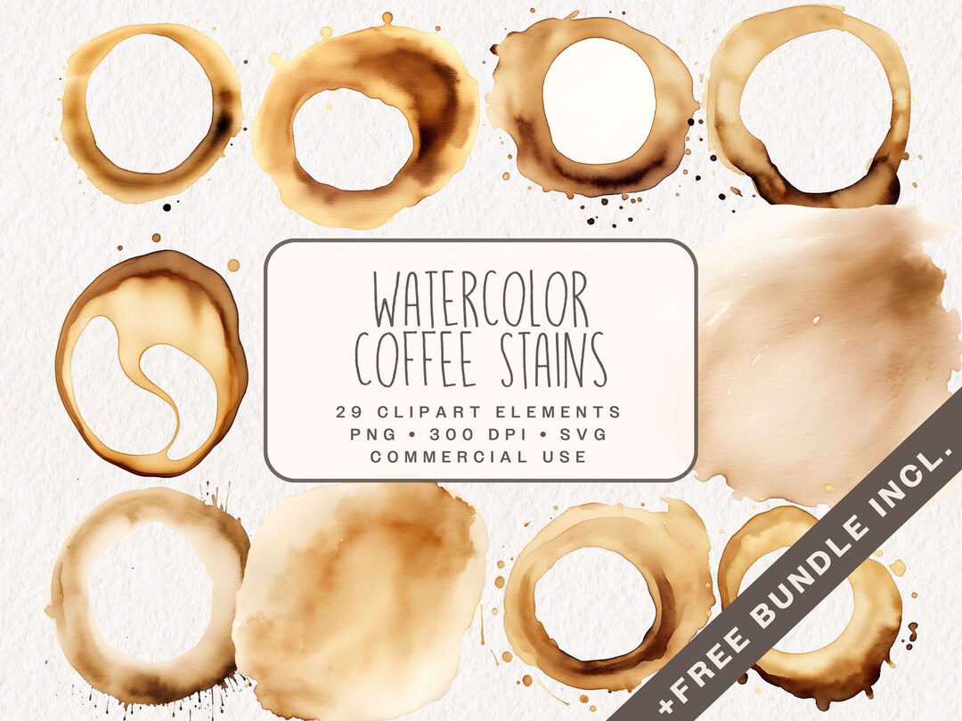 Watercolor Coffee Stains Clipart, Coffee Overlay Graphics in PNG and ...