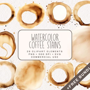 Watercolor Coffee Stains Clipart, Coffee Overlay Graphics in PNG and ...