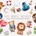 Watercolor Cute Animals Clipart, Cute Animal PNG Bundle, Watercolor ...