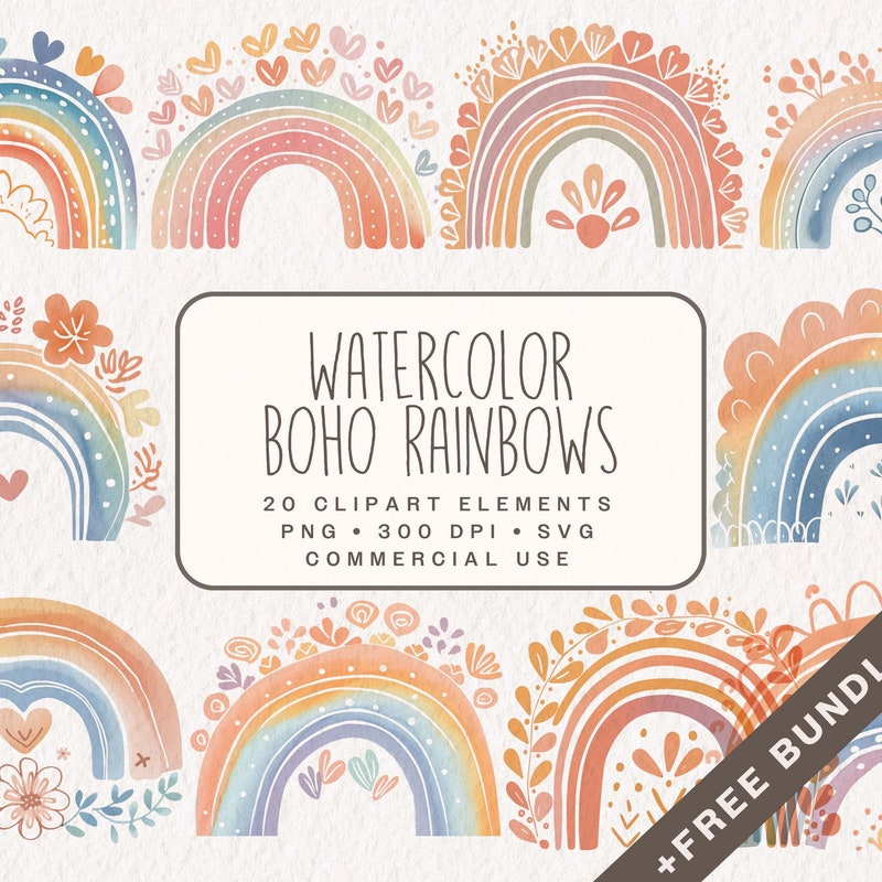 Rainbow Clipart - Etsy