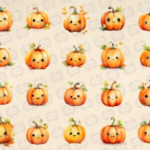 Autumn Cute Pumpkin Clipart Bundle, Watercolor Fall Pumpkin Clip Art ...