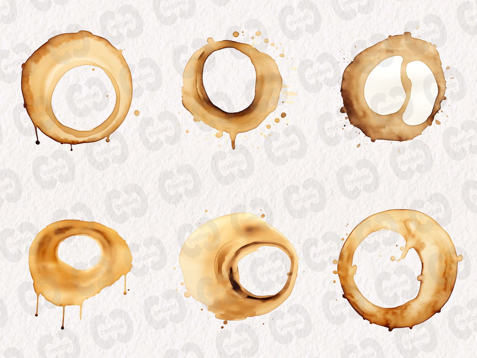 Watercolor Coffee Stains Clipart Coffee Overlay Graphics in - Etsy