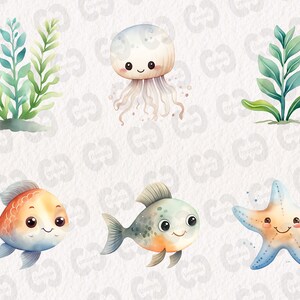 Watercolor Cute Undersea Clipart, Underwater Graphics in PNG & SVG for ...