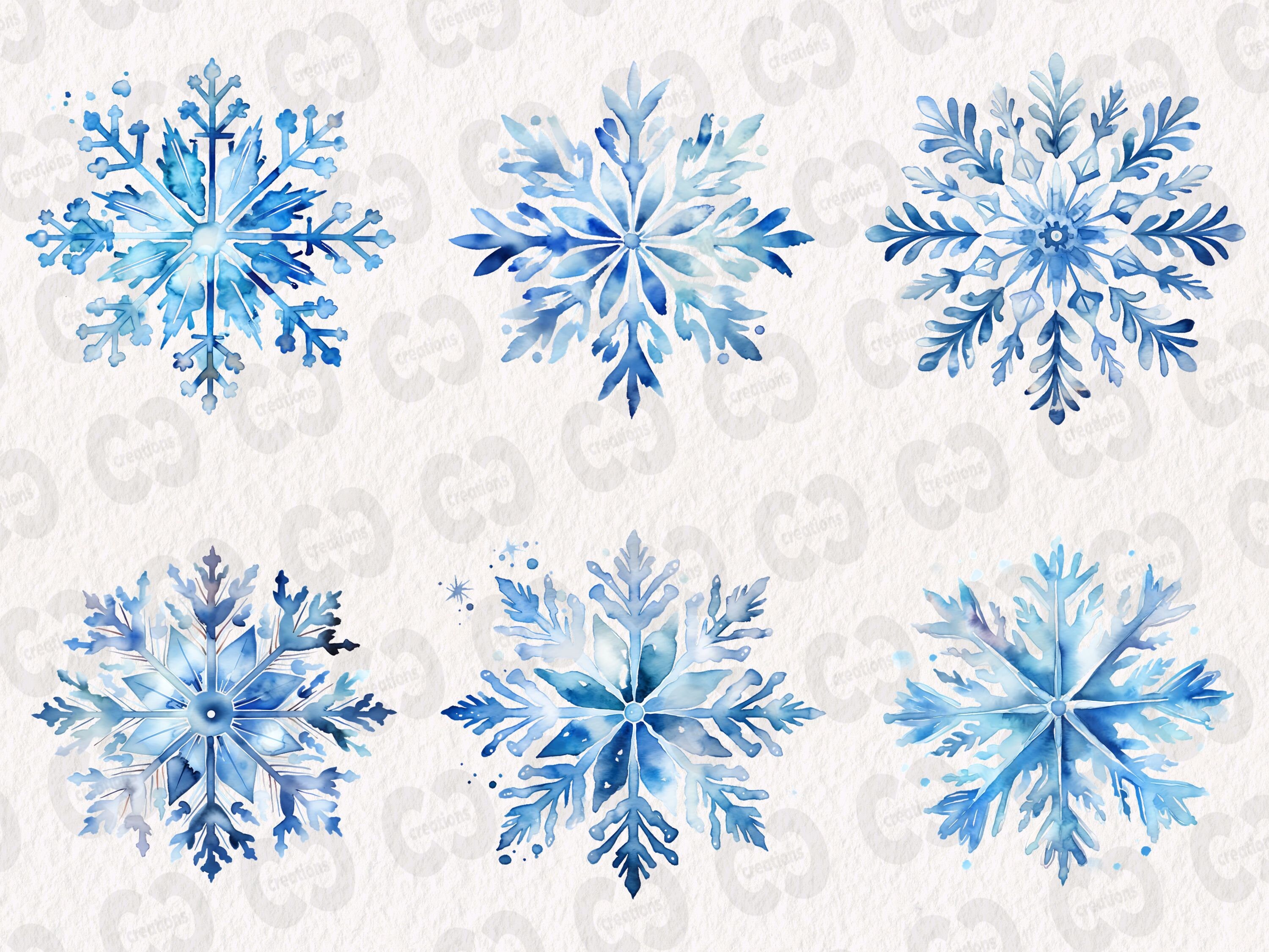 Watercolor Snowflakes Clipart Bundle, Cute Snowflake Winter Graphics in ...