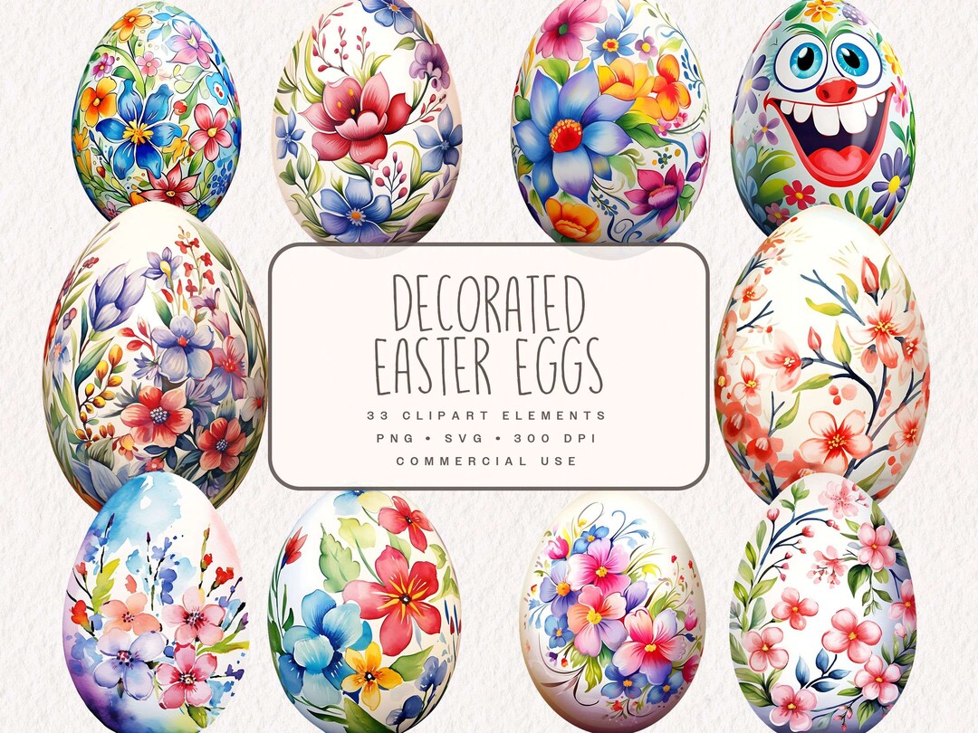 Watercolor Easter Eggs Clipart, Cute Easter Graphics in PNG and SVG ...