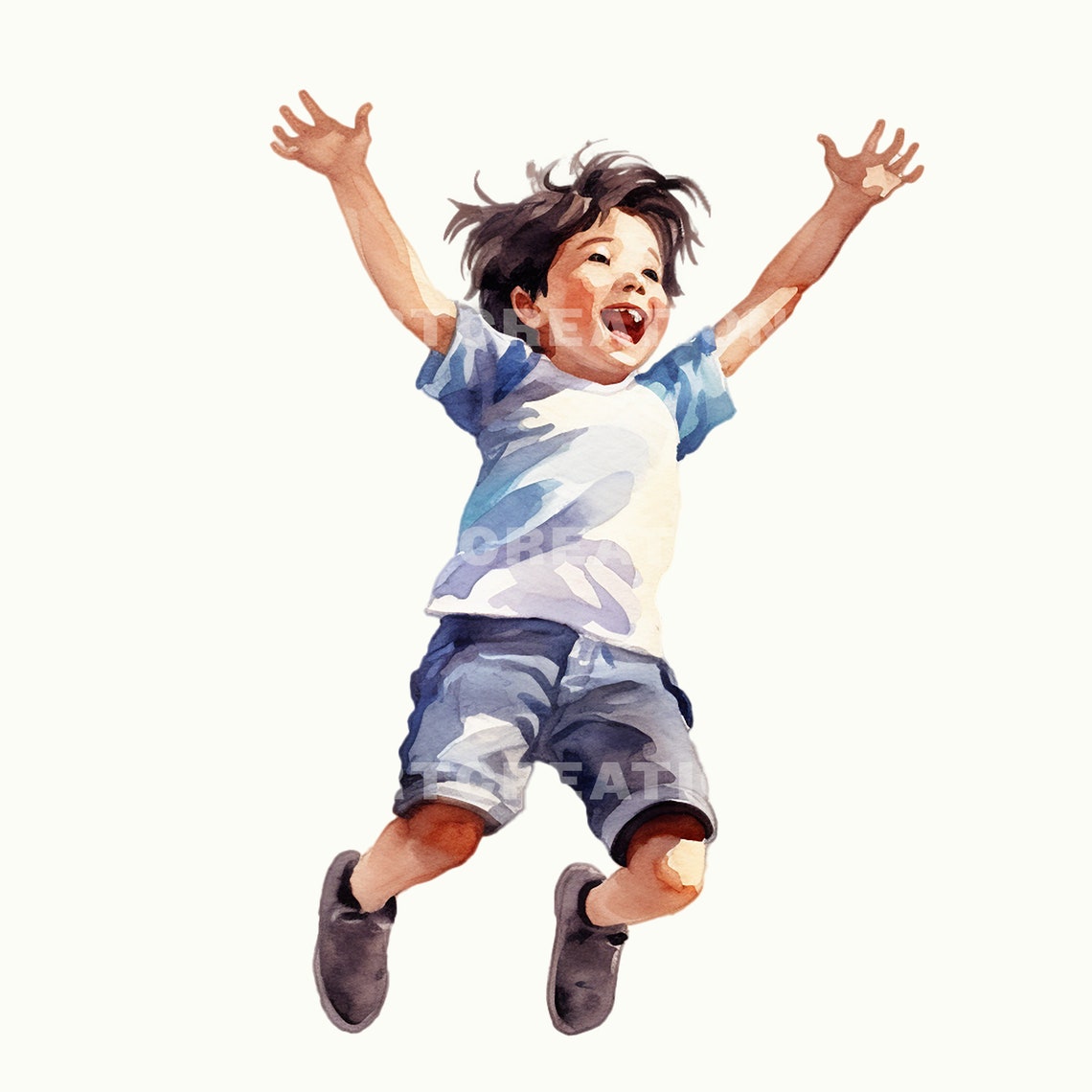 Cartoon Kids Clipart PNG Cute Children Jumping With Joy - Etsy Canada