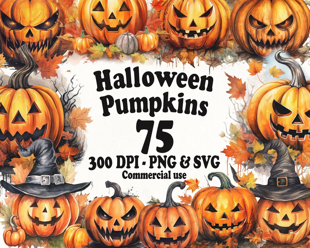 Halloween Pumpkin Watercolor Clipart, Watercolor Clipart, Jack O ...