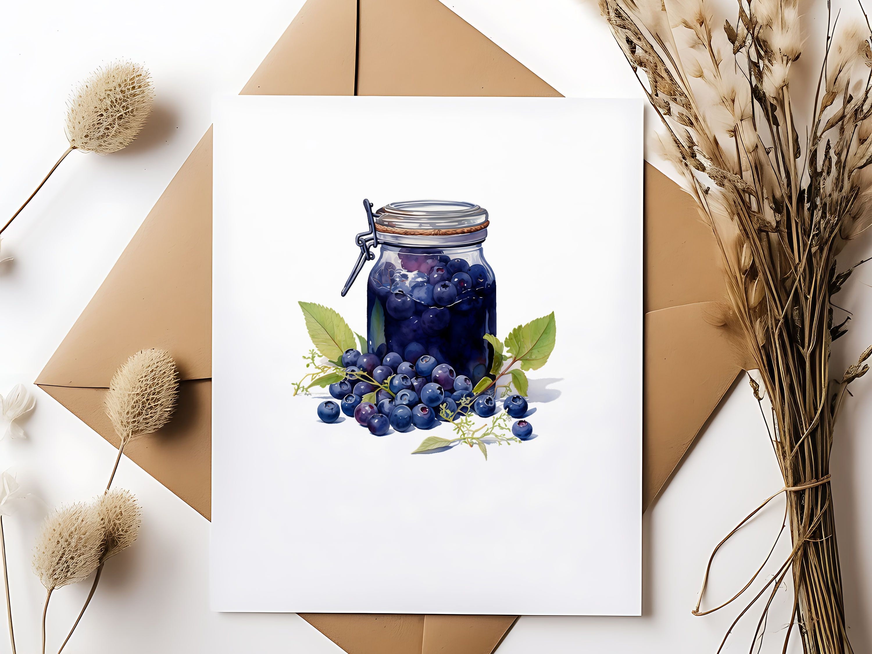 Watercolor Blueberry Clipart Bundle, Cute Food Graphics in PNG and SVG ...
