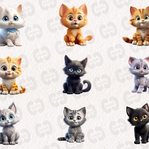 Cute Cat Clipart Bundle, Clip Art Set of 20 High Quality Pngs, Happy ...