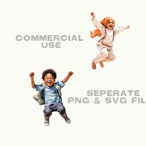 Cartoon Kids Clipart PNG, Cute Children Jumping With Joy, Happy ...