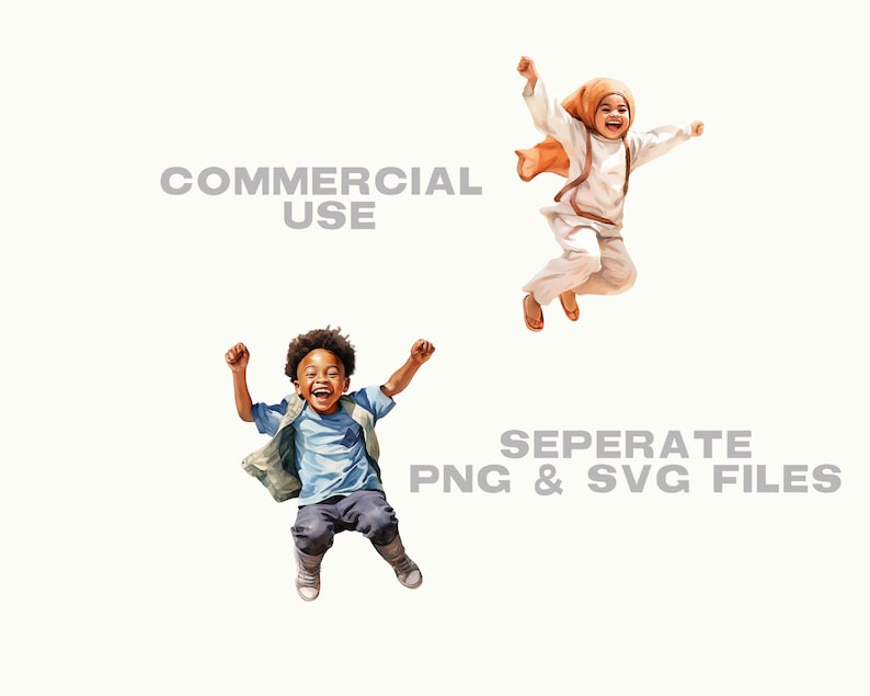Cartoon Kids Clipart PNG, Cute Children Jumping With Joy, Happy ...