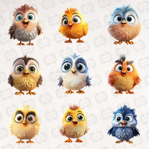 Cute Bird Clipart Bundle, Clip Art Set of 50 High Quality Pngs, Happy ...