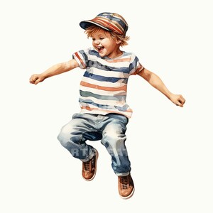Cartoon Kids Clipart PNG, Cute Children Jumping With Joy, Happy ...