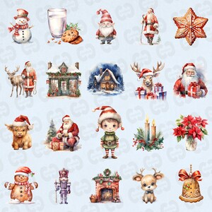Watercolor Christmas Clipart Bundle, PNG & SVG XMAS Graphics, Cute ...