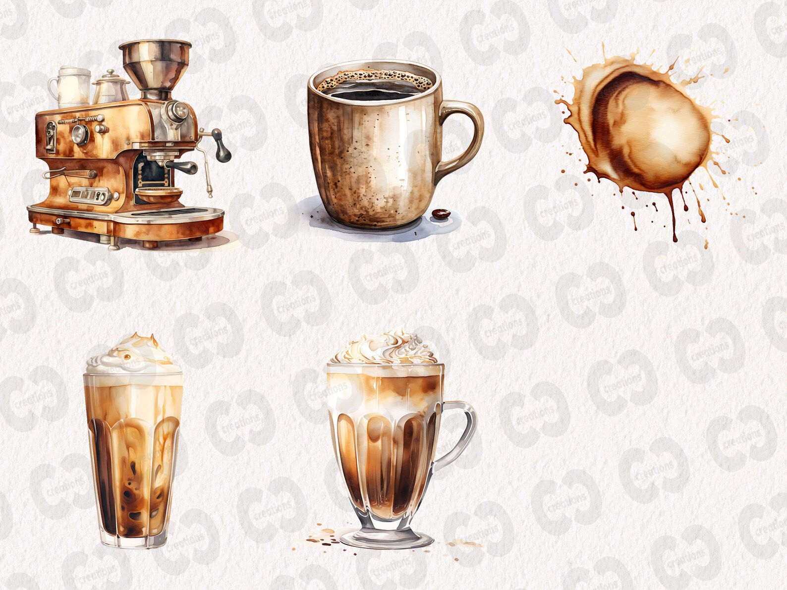 Watercolor Coffee Clipart Bundle, Cozy Cup of Coffee Graphics in PNG ...