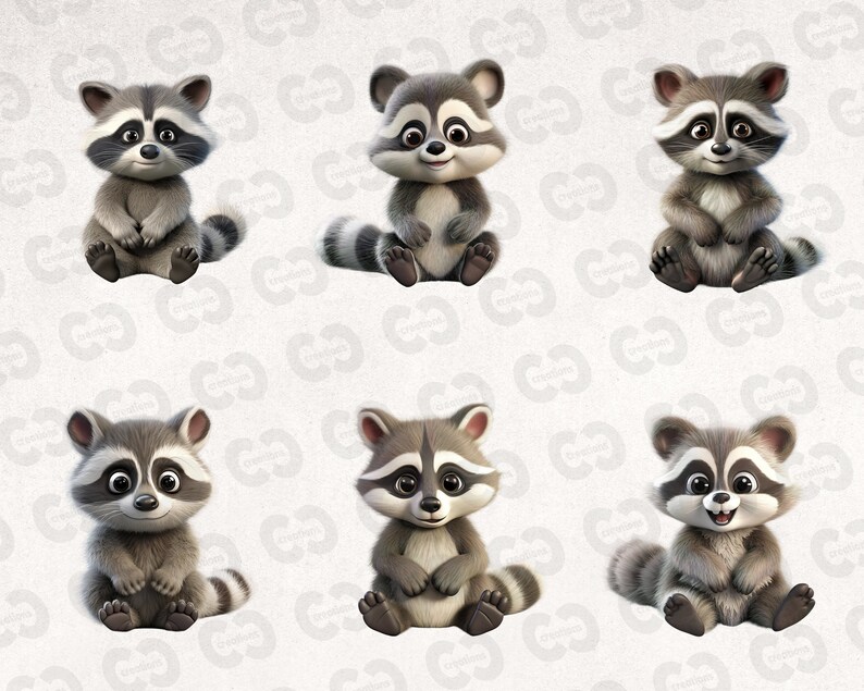 Cute Raccoon Clipart Bundle, Clip Art Set of 20 High Quality Pngs ...