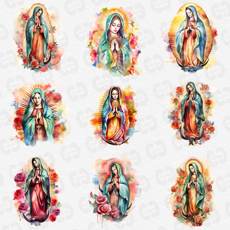 Christmas Virgin Mary Clipart Watercolor Our Lady of - Etsy