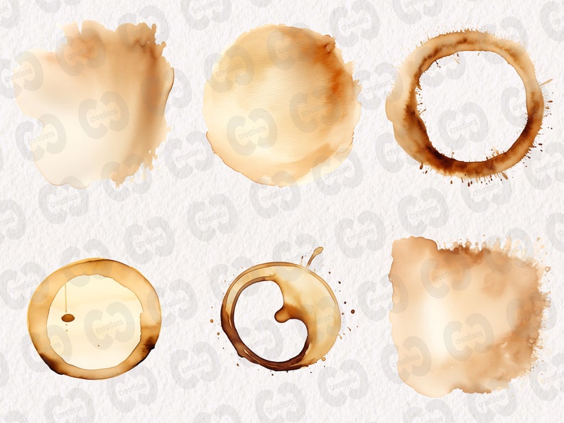 Watercolor Coffee Stains Clipart Coffee Overlay Graphics in - Etsy