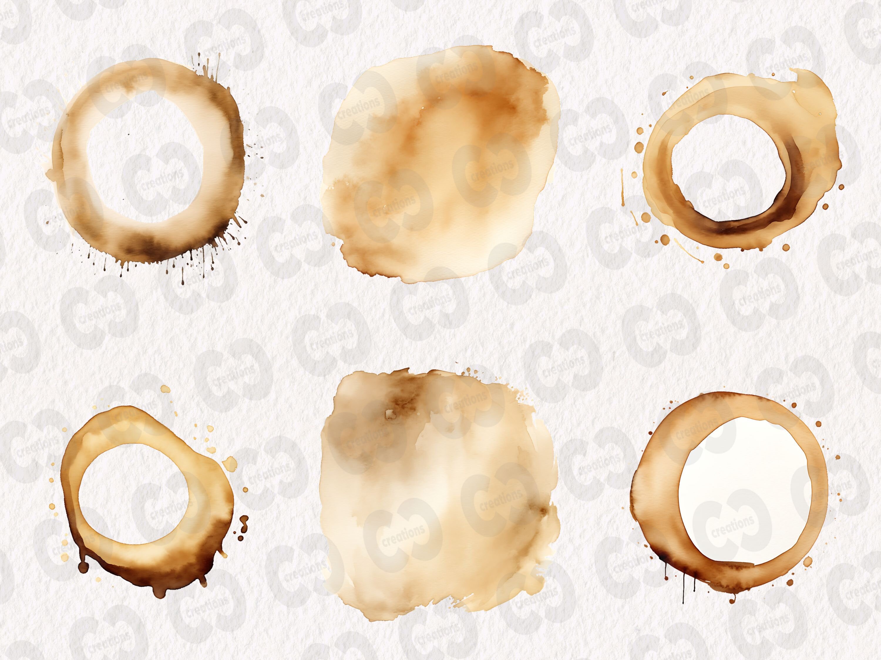 Watercolor Coffee Stains Clipart Coffee Overlay Graphics in - Etsy
