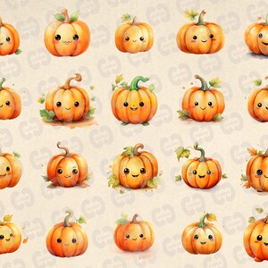 Autumn Cute Pumpkin Clipart Bundle, Watercolor Fall Pumpkin Clip Art ...