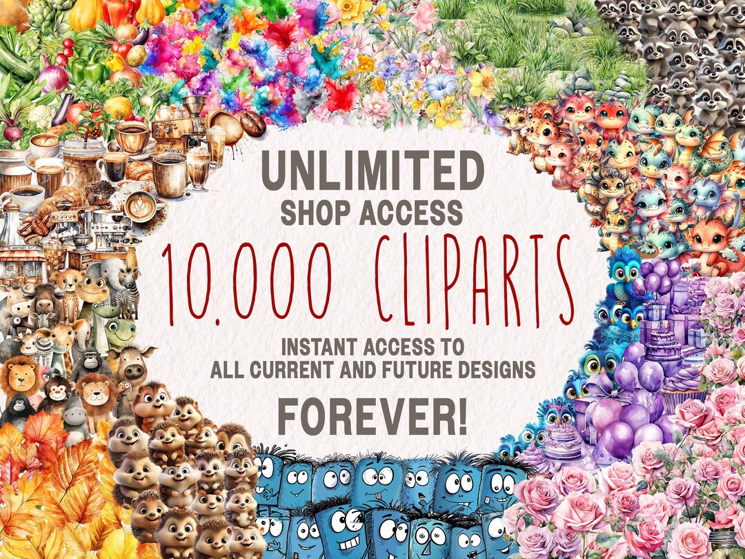 WHOLE SHOP Clipart Bundle, Entire Unlimited Lifetime Shop Access, Mega ...