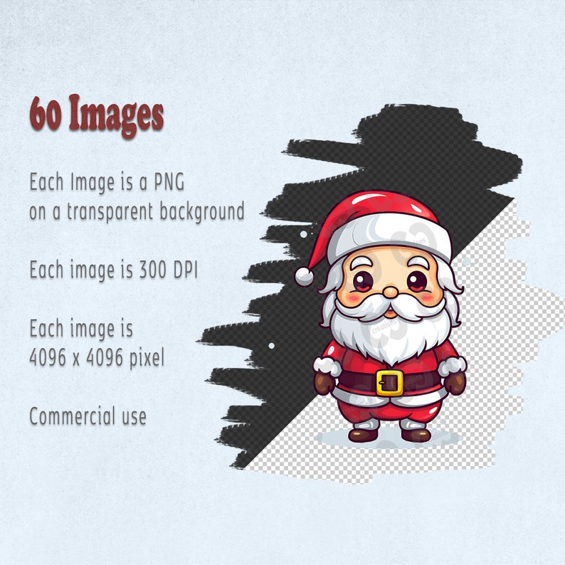 Cute Santa Claus Clipart, Cartoon Santa Claus PNG Bundle for Christmas ...