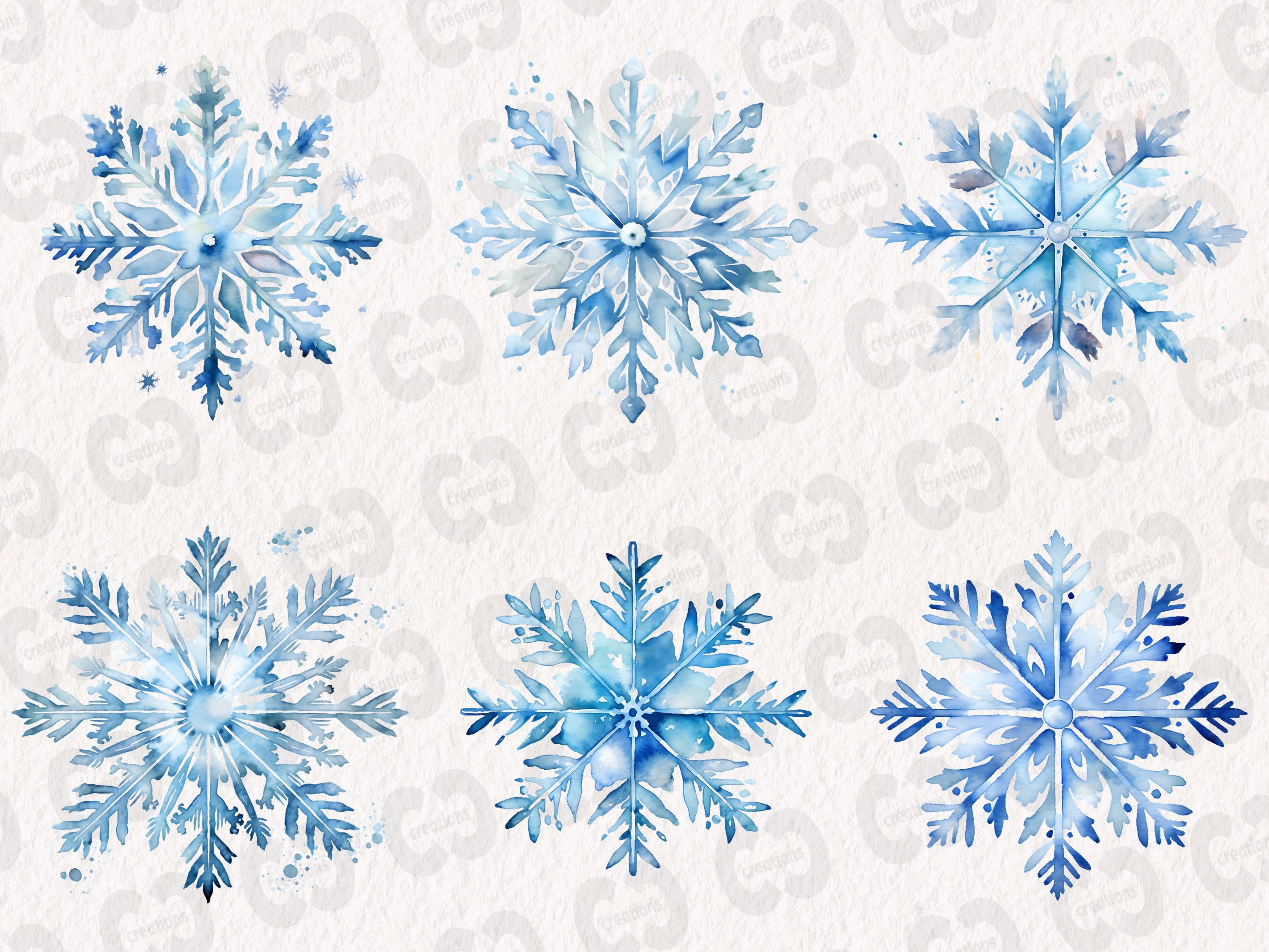 Watercolor Snowflakes Clipart Bundle, Cute Snowflake Winter Graphics in ...
