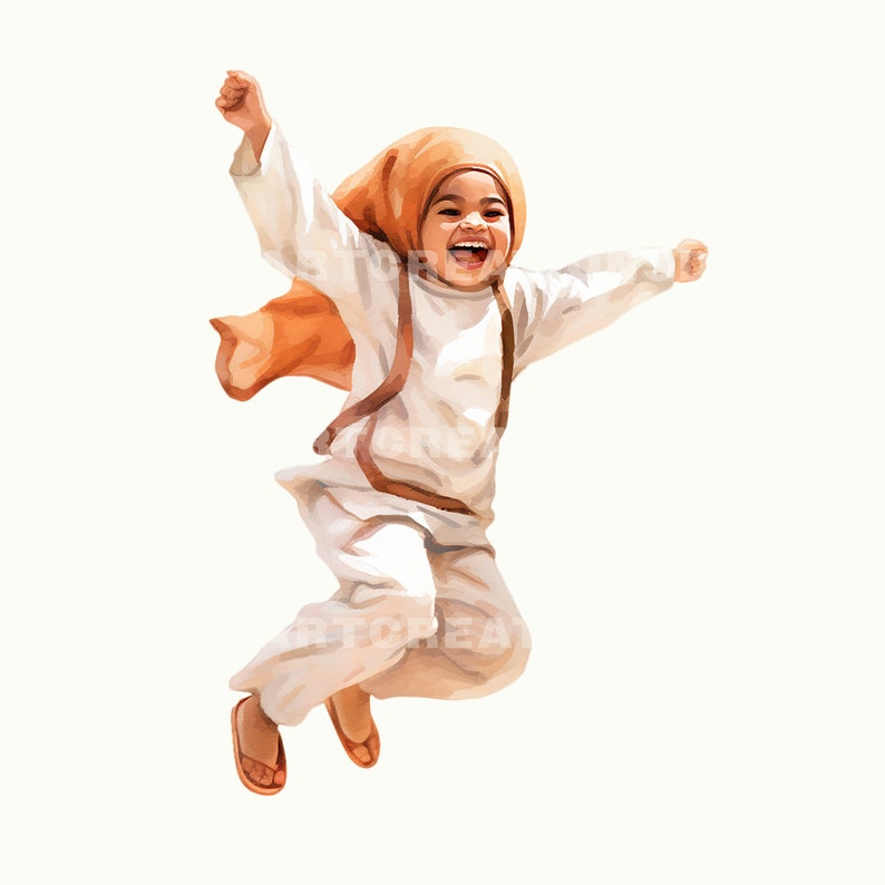 Cartoon Kids Clipart PNG, Cute Children Jumping With Joy, Happy ...